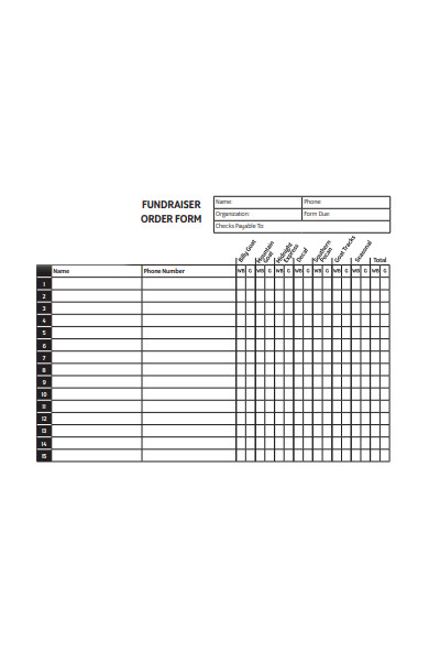 FREE 32+ Fundraising Order Forms in PDF | MS Word | XLS