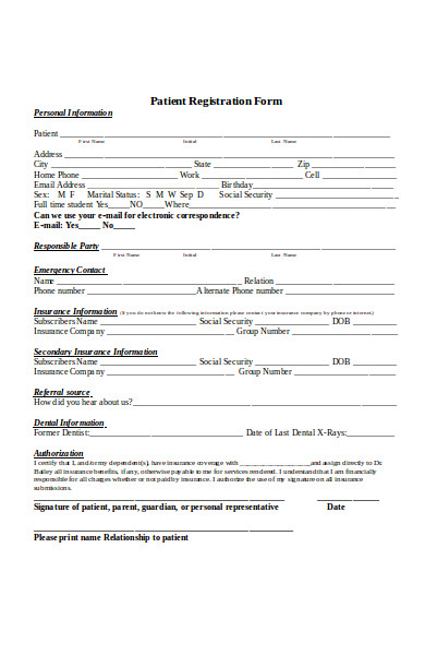FREE 40+ Patient Registration Forms in PDF | Ms Word | XLS