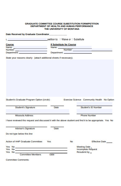 FREE 33+ Course Substitution Forms in PDF | Ms Word (doc.)