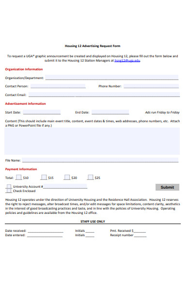 FREE 40+ Advertising Request Forms in PDF | MS Word