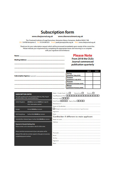 FREE 40+ Subscribe Forms in PDF | Ms Word (doc.)
