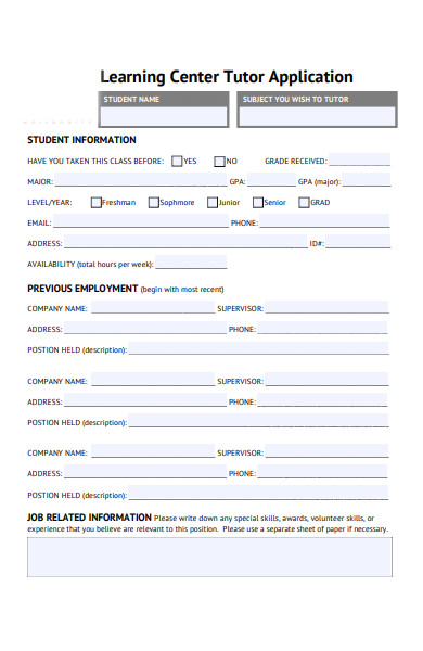 FREE 31+ Tutor Application Forms in PDF | MS Word