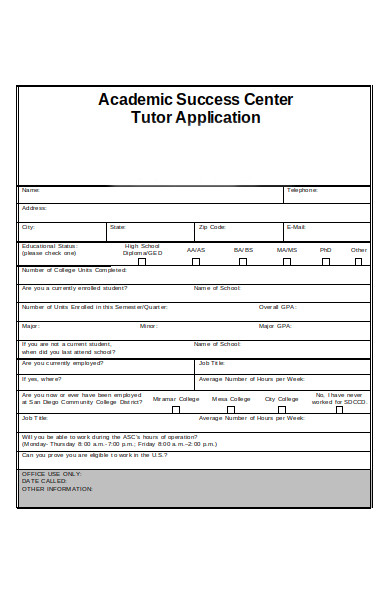 FREE 31+ Tutor Application Forms in PDF | MS Word