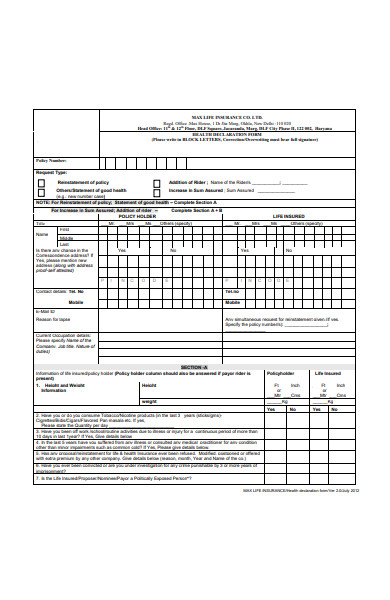 FREE 25+ Insurance Forms in PDF | MS Word