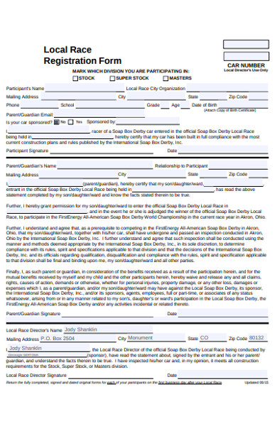 FREE 50+ Race Registration Form in PDF | Ms Word