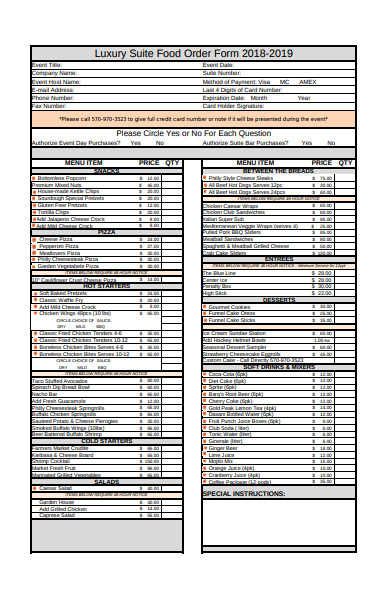 FREE 40+ Food Order Form Samples, PDF, MS Word, Google Docs