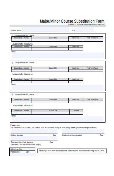 FREE 33+ Course Substitution Forms in PDF | Ms Word (doc.)