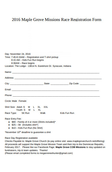 FREE 50+ Race Registration Form in PDF | Ms Word