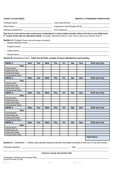 FREE 30+ Attendance Verification Forms in PDF | MS Word
