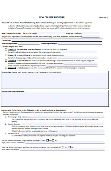 FREE 45 Course Proposal Forms In PDF Ms Word