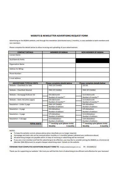 FREE 40+ Advertising Request Forms in PDF | MS Word
