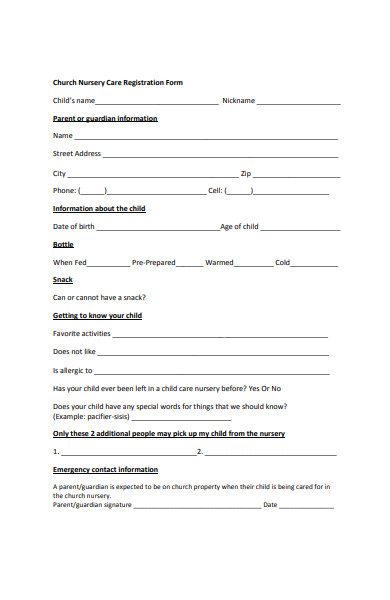 FREE 53+ Childcare Registration Form Samples, PDF, MS Word, Google Docs