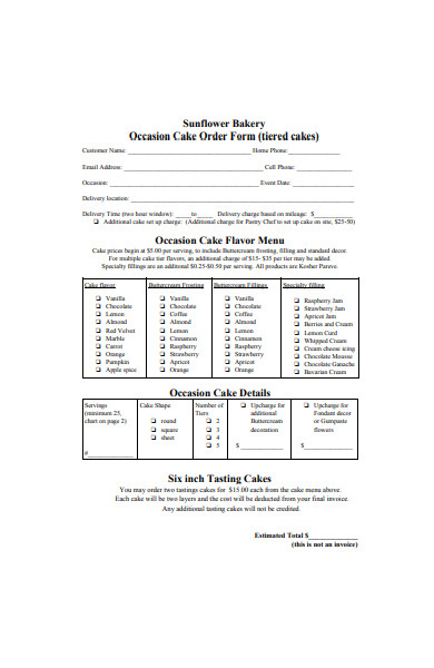 FREE 31+ Bakery Order Forms in PDF | Ms Word | XLS