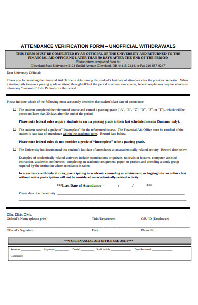 FREE 30+ Attendance Verification Forms in PDF | MS Word