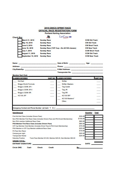 FREE 50+ Race Registration Form in PDF | Ms Word