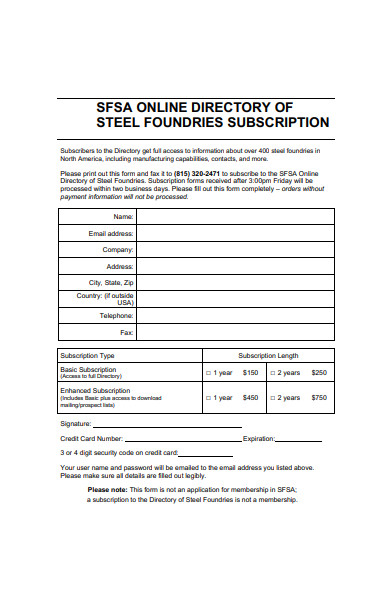 FREE 40+ Subscribe Forms in PDF | Ms Word (doc.)
