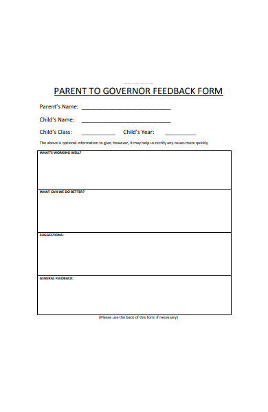 FREE 32+ Parent Feedback Form Samples, PDF, MS Word, Google Docs, Excel