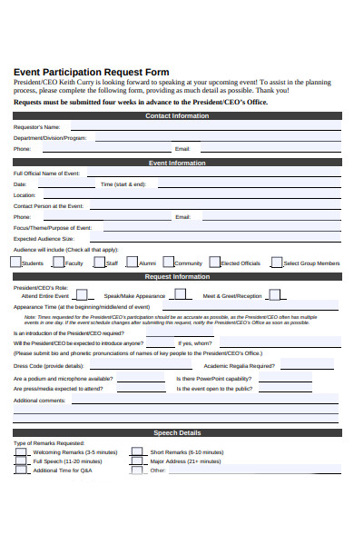 FREE 50+ Participation Forms in PDF | MS Word