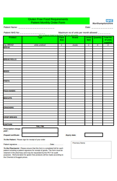 FREE 40+ Food Order Form Samples, PDF, MS Word, Google Docs