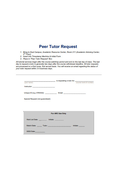 FREE 30+ Tutor Request Forms PDF | Ms Word | Excel