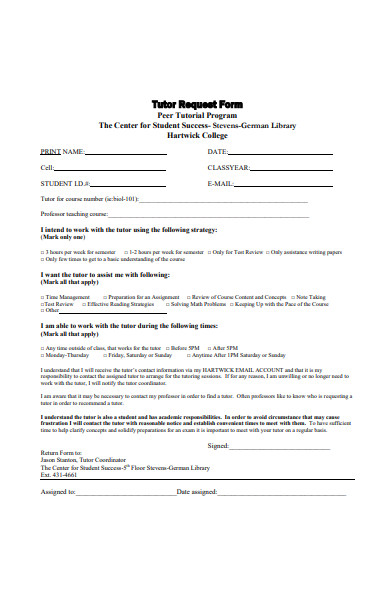 FREE 30+ Tutor Request Forms PDF | Ms Word | Excel