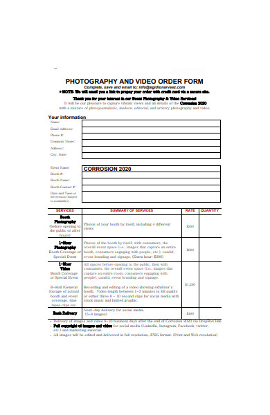 FREE 30+ Photography Order Forms in PDF | Ms Word