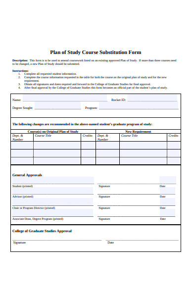 FREE 33+ Course Substitution Forms in PDF | Ms Word (doc.)
