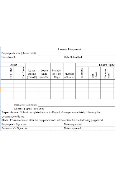 FREE 23+ Employee Leave Request Forms in PDF | MS Word| XLS