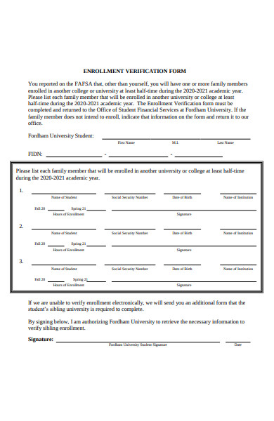 FREE 30+ Enrollment Verification Form Samples, PDF, MS Word, Google Docs