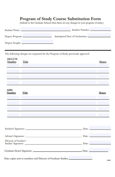 FREE 33+ Course Substitution Forms in PDF | Ms Word (doc.)