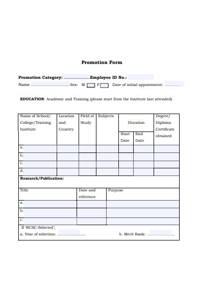FREE 50+ Promotion Forms in PDF | MS Word