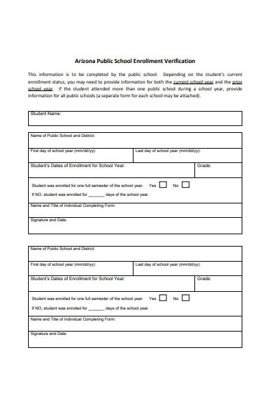 Student Enrollment Verification Form Bank2home