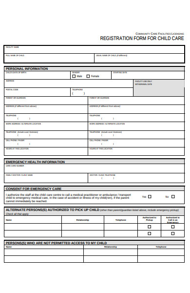 FREE 49+ Childcare Registration Forms in PDF | Ms Word