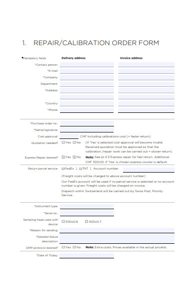 FREE 26+ Repair Work Order Form in PDF | Ms Word