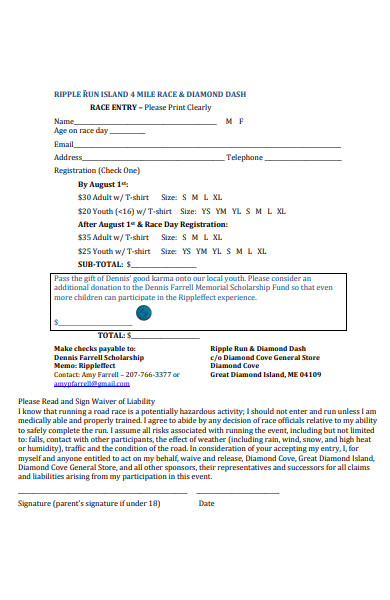 FREE 50+ Race Registration Form in PDF | Ms Word