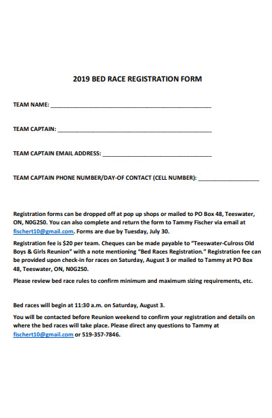 FREE 50+ Race Registration Form in PDF | Ms Word