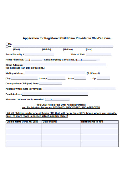 FREE 53+ Childcare Registration Form Samples, PDF, MS Word, Google Docs
