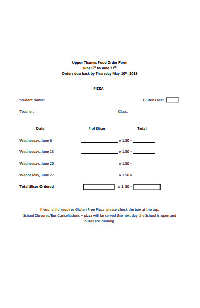 FREE 40+ Food Order Form Samples, PDF, MS Word, Google Docs