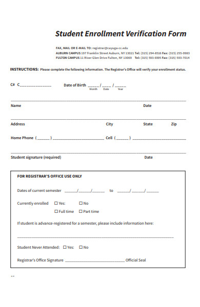 FREE 27 Enrollment Verification Forms In PDF Ms Word