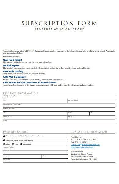 FREE 40+ Subscribe Forms in PDF | Ms Word (doc.)