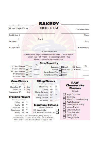 FREE 31+ Bakery Order Forms in PDF | Ms Word | XLS
