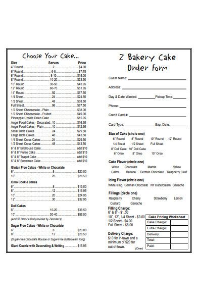 FREE 31+ Bakery Order Forms in PDF | Ms Word | XLS