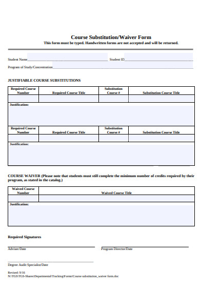 FREE 33+ Course Substitution Forms in PDF | Ms Word (doc.)