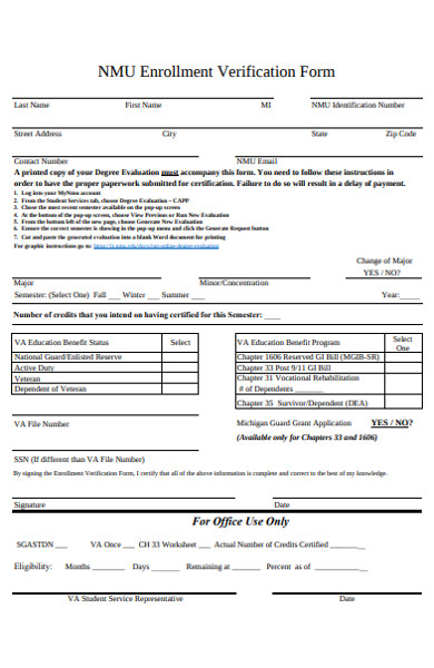 FREE 27 Enrollment Verification Forms In PDF Ms Word