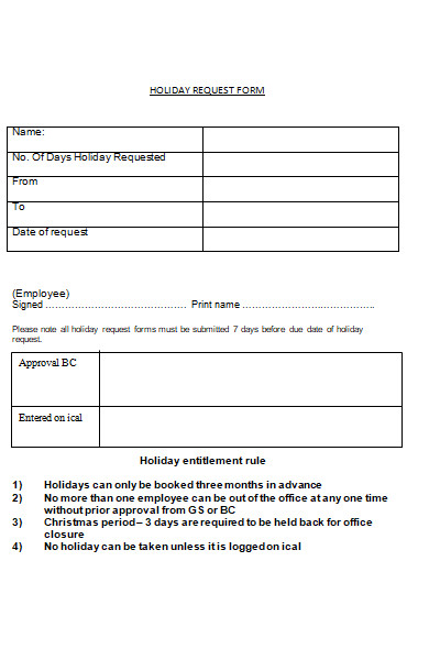 FREE 21+ Holiday Request Forms in PDF | MS Word | XLS