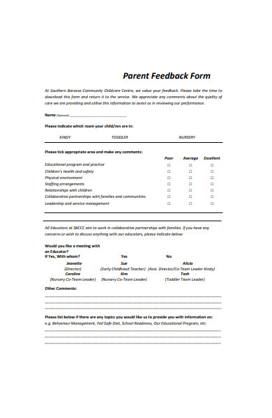 FREE 29+ Parent Feedback Forms in PDF | Ms Word | Excel