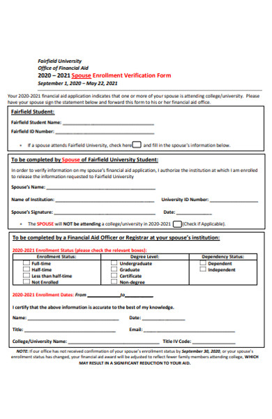FREE 27 Enrollment Verification Forms In PDF Ms Word