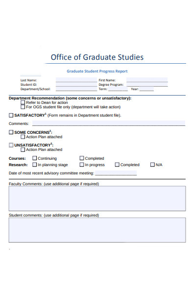 FREE 35+ Student Progress Report Form Samples, PDF, MS Word, Google Docs