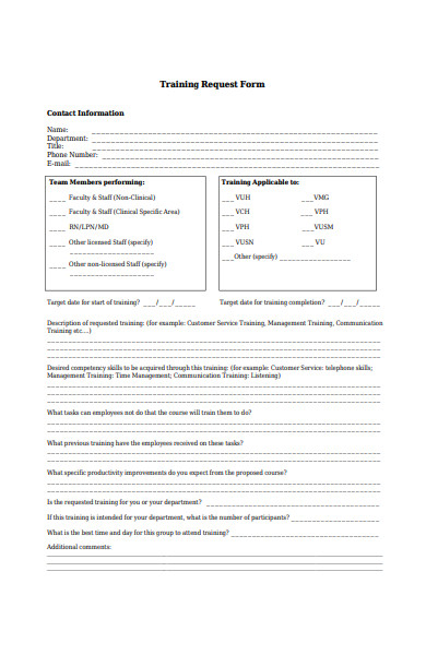 FREE 37+ Training Request Forms in PDF | Ms Word
