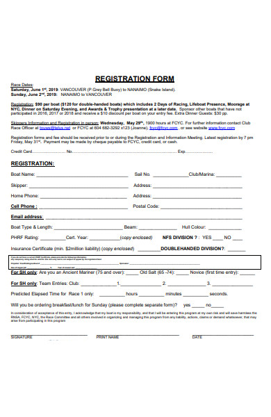 FREE 50+ Race Registration Form in PDF | Ms Word
